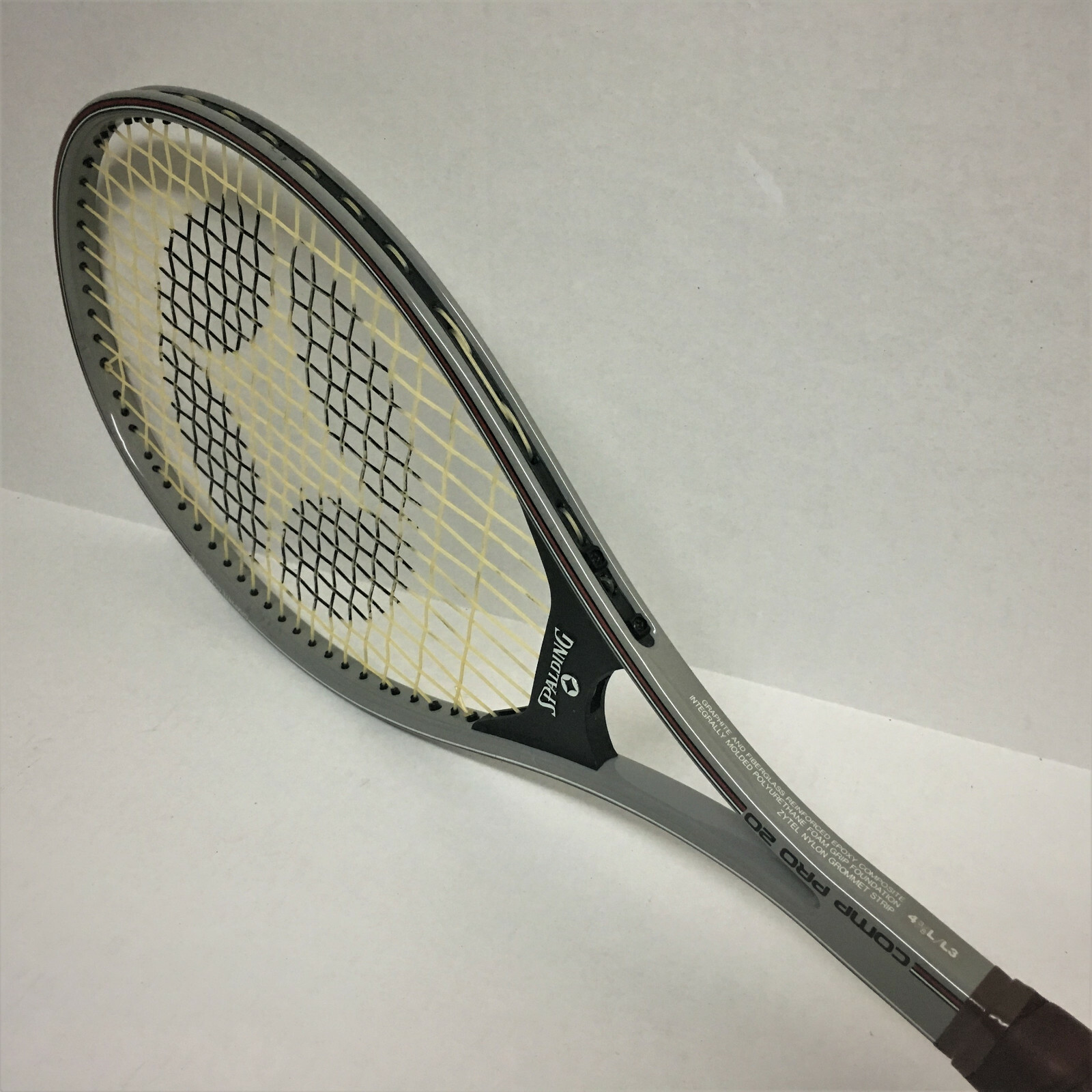 SPALDING COMP PRO 20 TENNIS RACQUET 4 3/8" W/ORIGINAL BAG & LEATHER ...