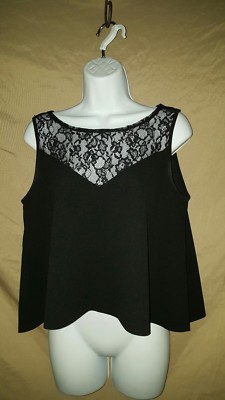 Express Black Lace Accented Crop Top Back Keyhole Size Medium M New ...