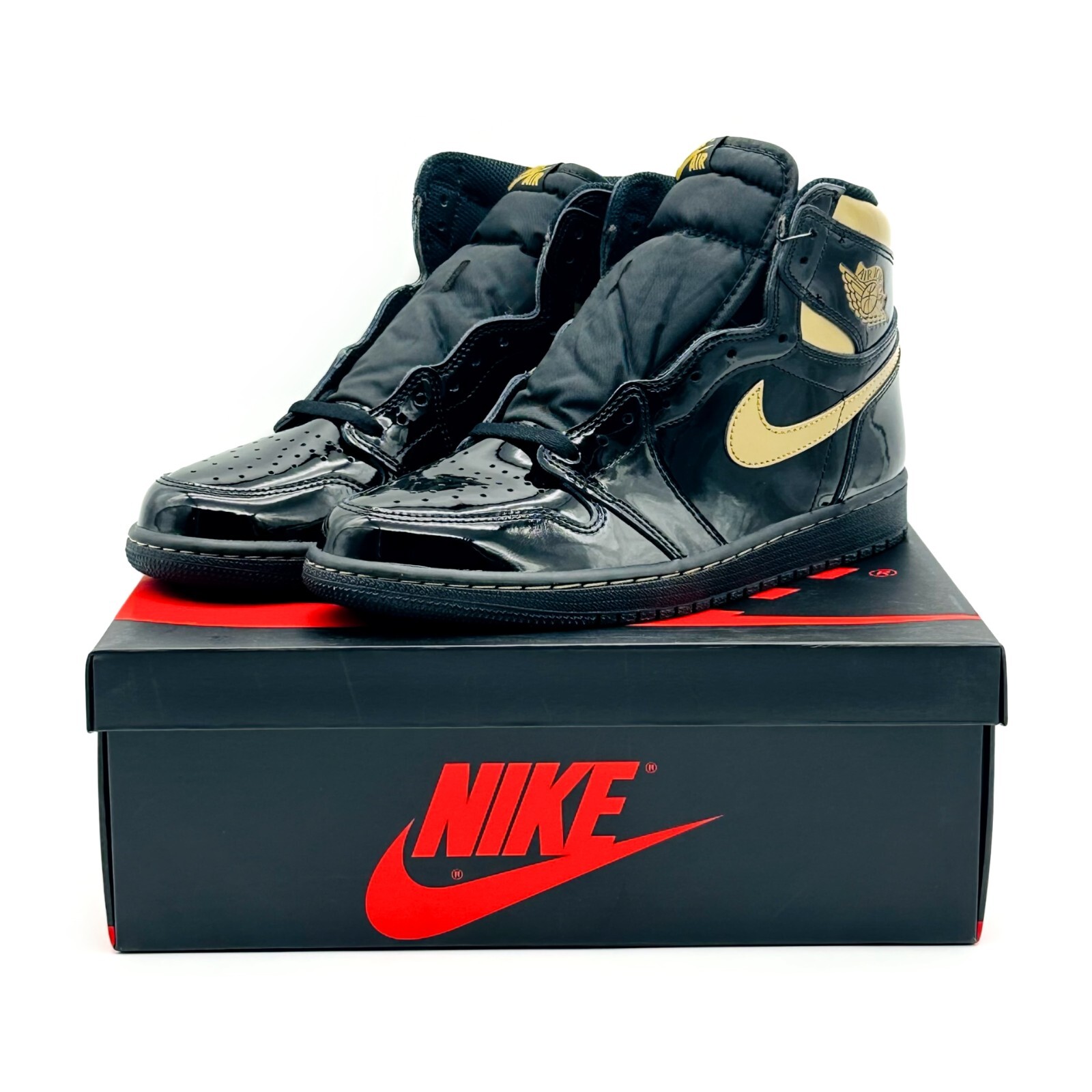 555088-032 Nike Air Jordan 1 Retro High OG Black Metallic Gold Patent ...