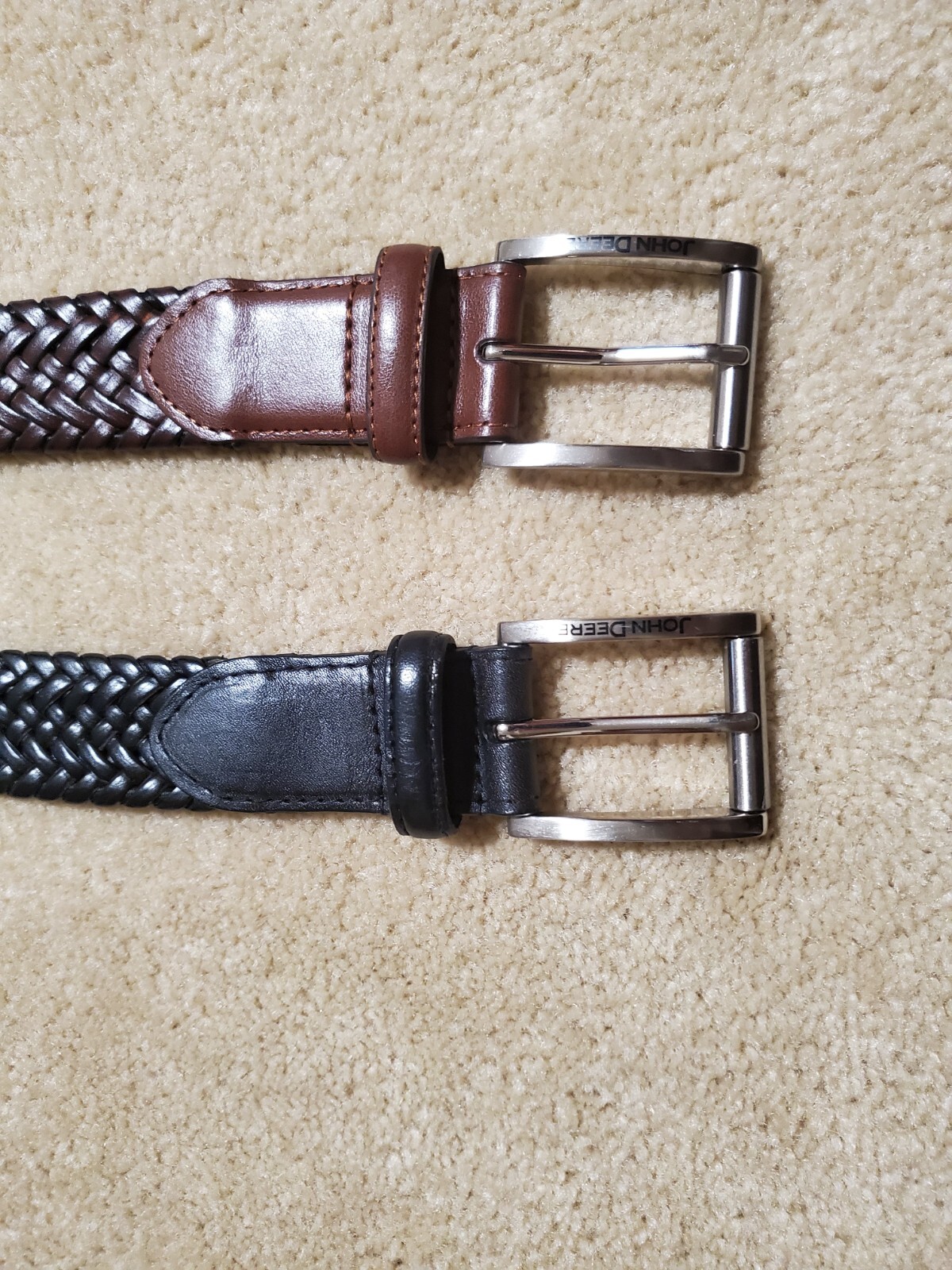 John Deere MENS size 44 belt x2 Black and Tan Mens size 44 | eBay