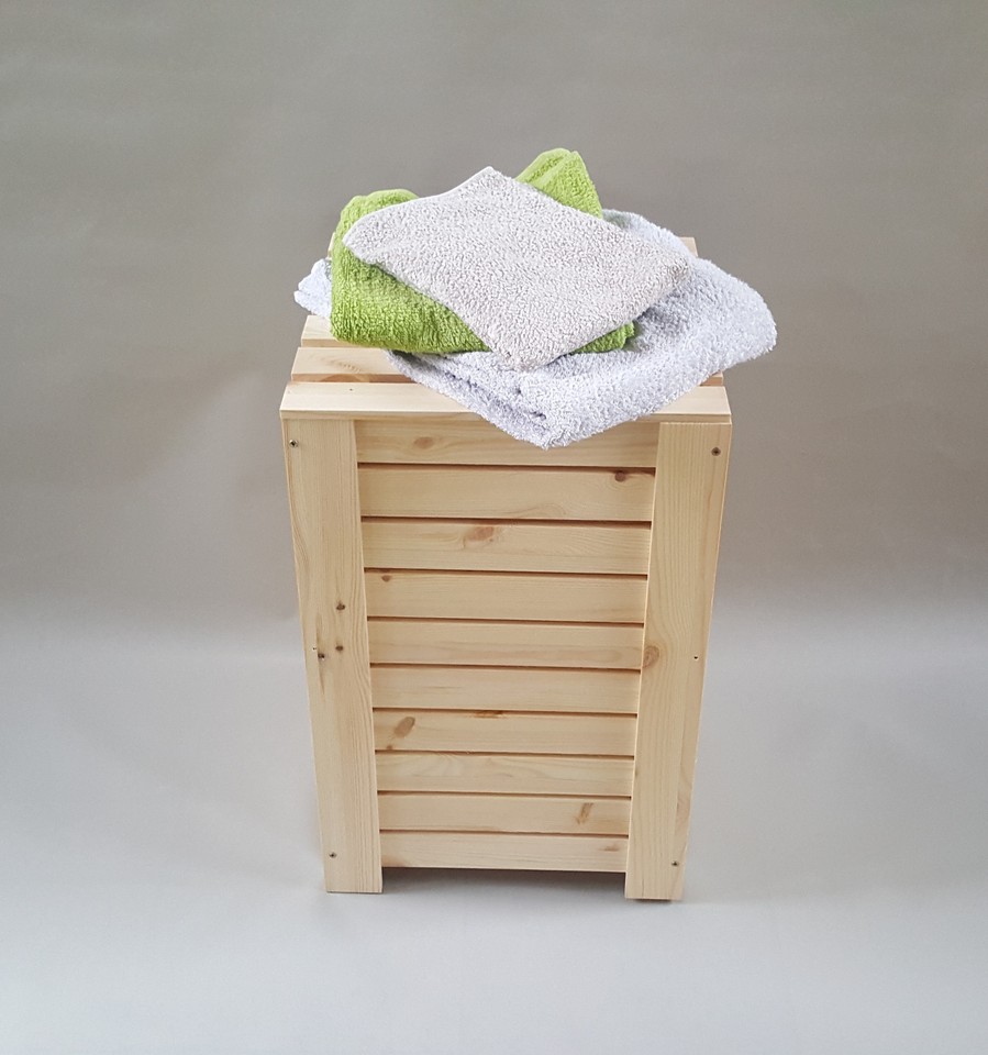 Wooden Clothes Box Laundry Baskets Storage Washing Bathroom Bath Pine ...