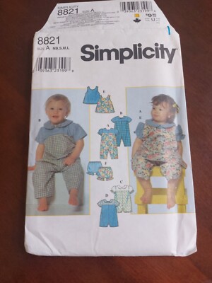 Baby Romper Smock Panties Size NB S M L Uncut Pattern Simplicity 8821 ...