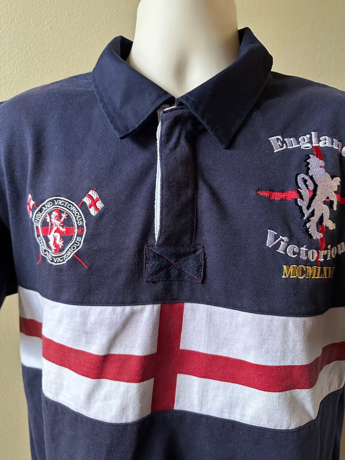 England Victorious (L) Blue ~ Embroidered Crest Lion … - Gem