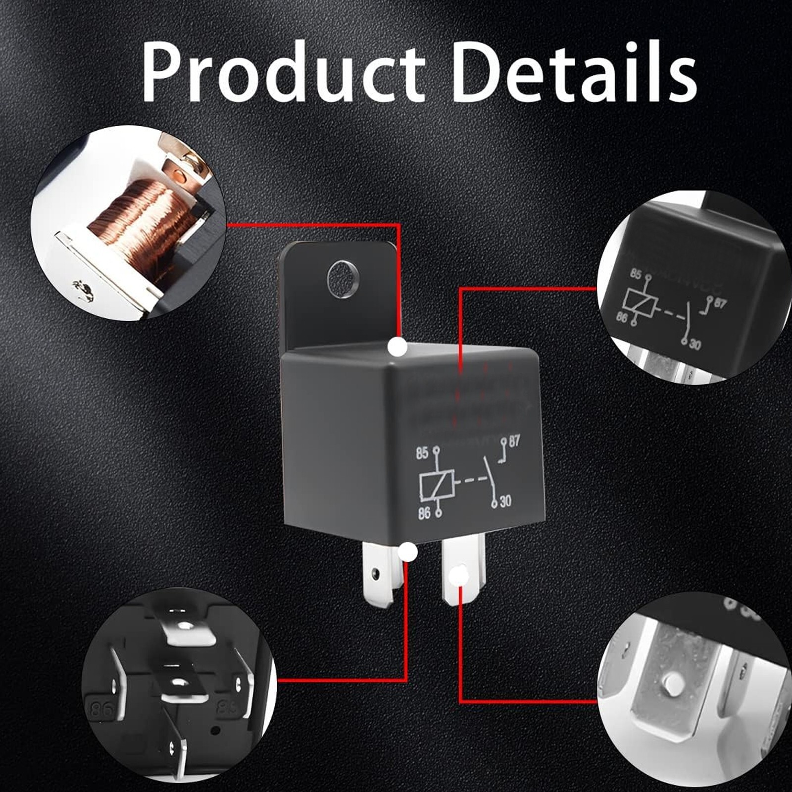 Automotive Relay 4-pin 12v 40Amp Normally Open Contact/Resistor Car ...