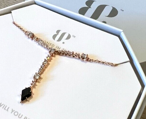 Bp Bomb Party *Arrows Abound* RBP 5017 Necklace Black Onyx on Rose Gold ...
