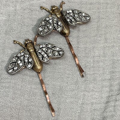Miss Ellie NYC Firefly Pair Of Hair Pins Clips 10k GP Crystals | eBay