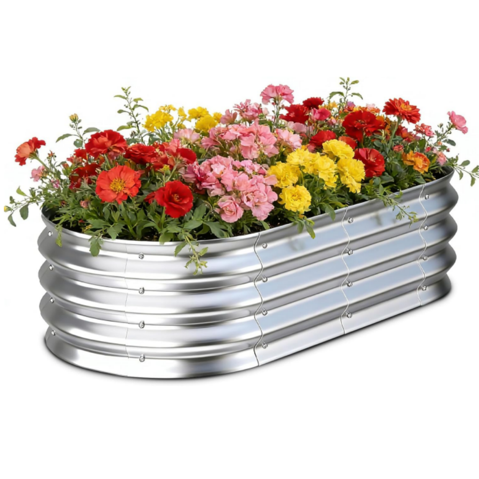 Galvanized Oval Large Metal Raised Planter Beds for Vegetables, Flowers ...
