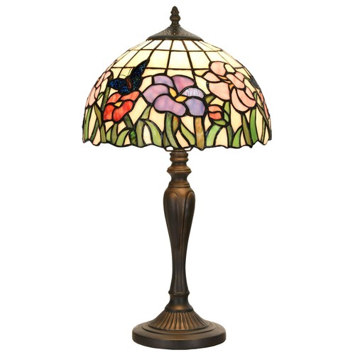 TL0001 Tiffany Table Lamp Bedside Stained Glass Lamp Flowers Butterfly ...