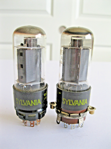2 SYLVANIA 7591A AUDIO VACUUM TUBES GRAY PLATE O GETTER MATCHED TV-7 ...