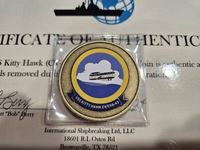 USS Kitty Hawk CV-63 Challenge Coin MADE WITH BRASS FROM THE KITTY HAWK ...