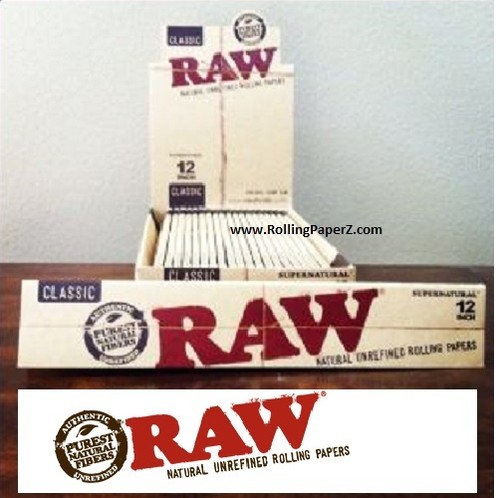 RAW 12" Supernatural Rolling Papers NATURAL HEMP FOOT LONG FULL BOX 20 ...