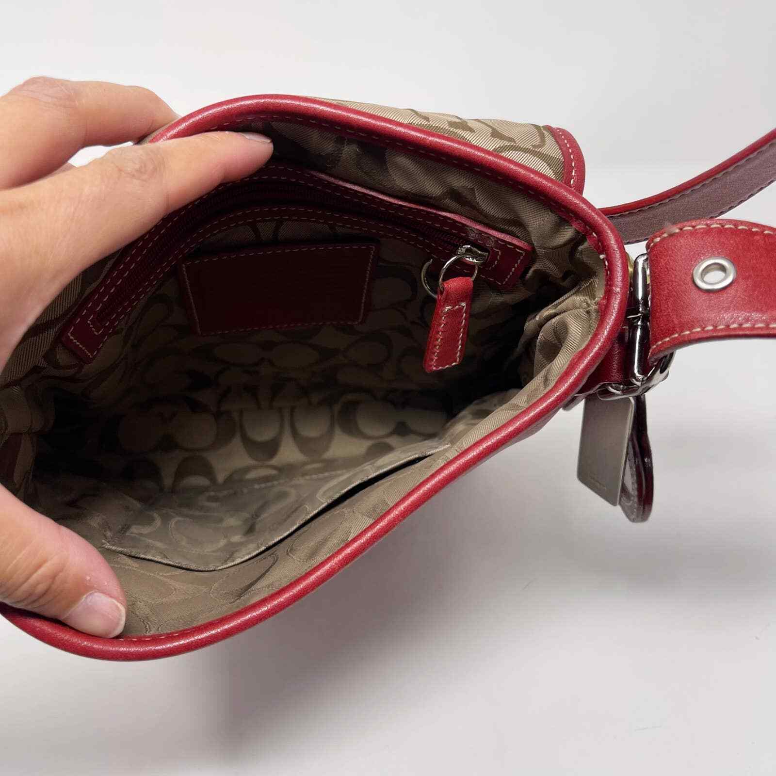 Vintage Coach Red Saddle Studio Flap Convertible Leat… - Gem