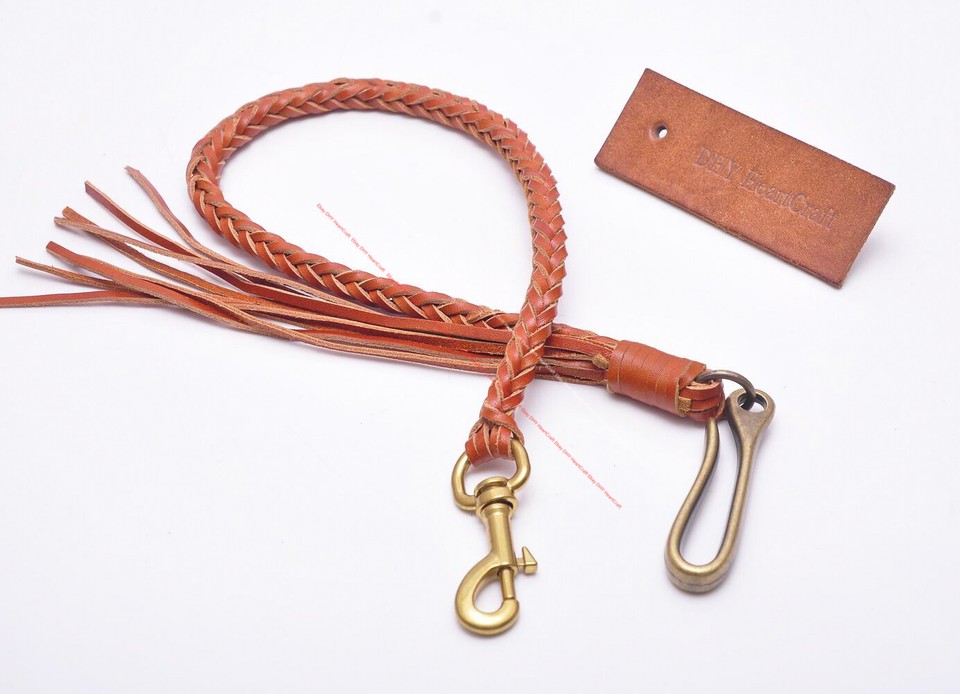 24" Handmade Brown Cowhide Leather Braided Truckers Trouser Pant Wallet ...
