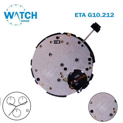ETA Swiss Made Quartz Movement G10.212, Chronograph, White Date Disk on ...
