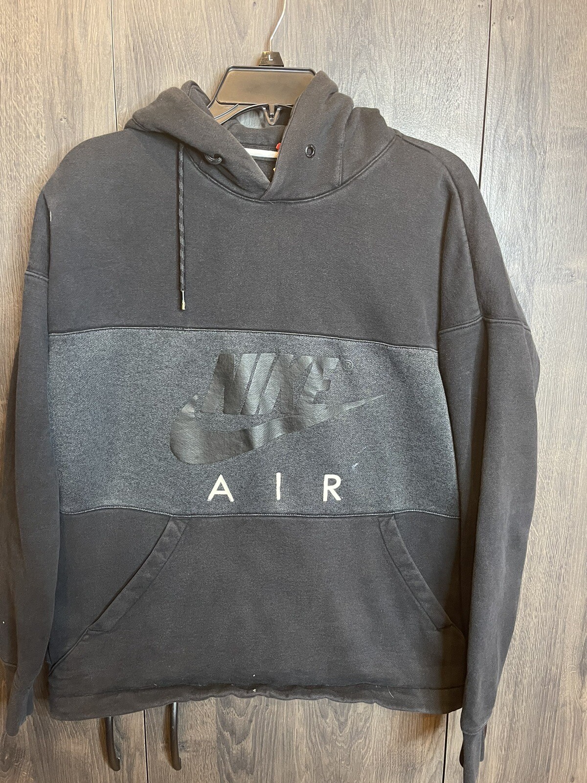 Vintage Nike Air 90’s Throwback Black Emblem Hoodie P… - Gem