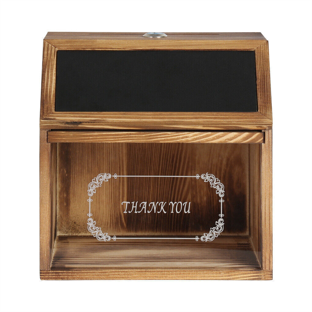 Rustic Solid Burnt Wood Suggestion Box Donation Tip Collector with ...