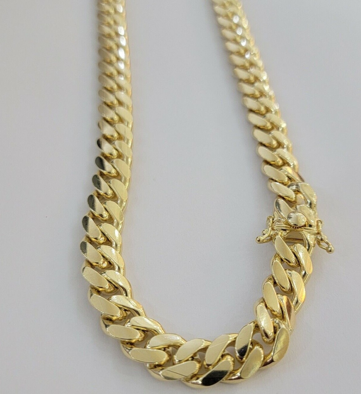Solid 9mm 14k Yellow Gold Chain Miami CUban Link Necklace 20 Inch Short ...