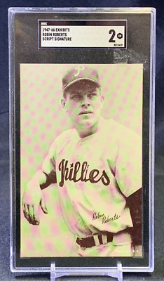 Robin Roberts 1947-66 Exhibits Script Signature SGC 2 Good Phillies | eBay