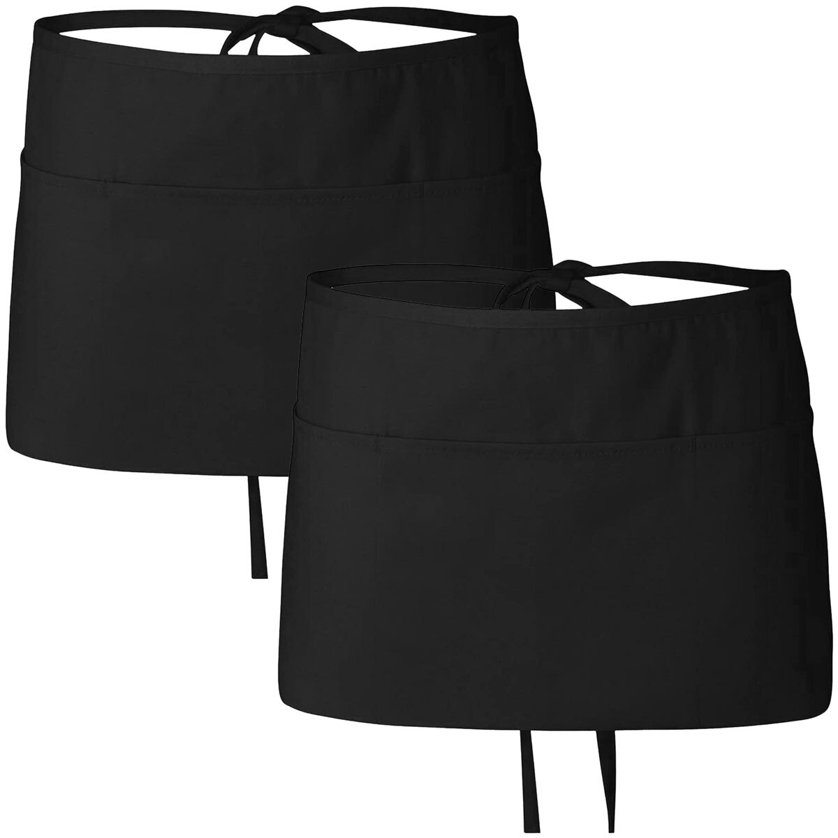 2Pcs Waiter Aprons with 3 Pockets Waitress Waist Aprons with Long ...