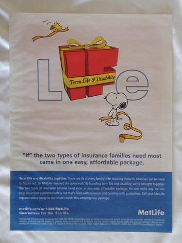 2007 Magazine Advertisement Page MetLife Insurance Snoopy Woodstock ...