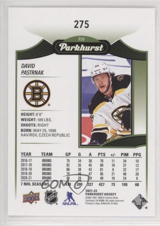 2021-22 Upper Deck Parkhurst Stars Gold Lite FX David Pastrnak #275 | eBay