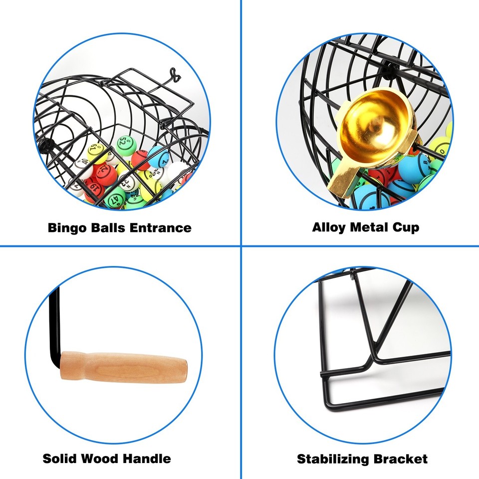 PRO Jumbo Bingo Game Set w/Large Bingo Cage, 1.5" Ping Pong Bingo Balls ...