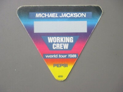 Michael Jackson satin cloth backstage pass sticker World Tour 1988 OTTO ...