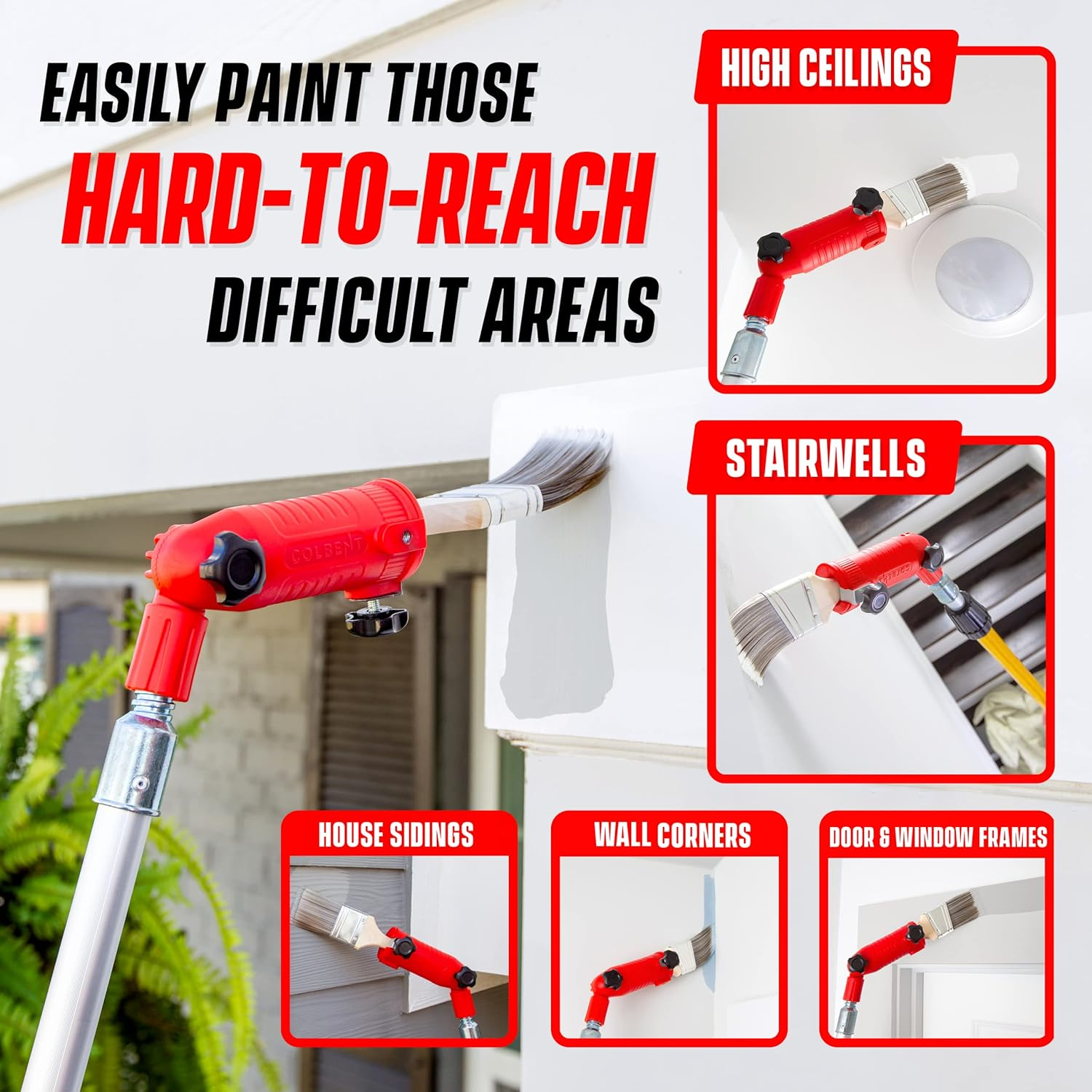 Multi-Angle Paint Brush Extender, Paint Edger Tool for High Ceilings ...