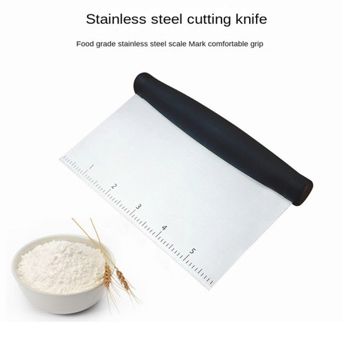 Stainless Steel Dough Scraper Black Handle Pizza Cutter Bench Scraper ...