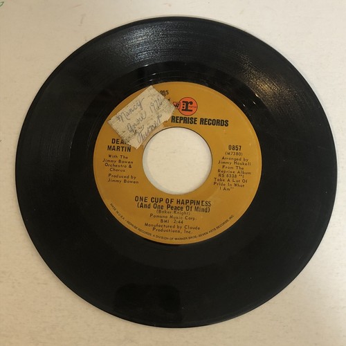 Dean Martin 45 Vinyl Record Crying time - One Cup Of Happines Reprise ...