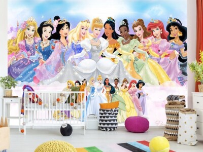 Girls Room Disney Princess Wallpaper Princess Printed Nursery Photo ...