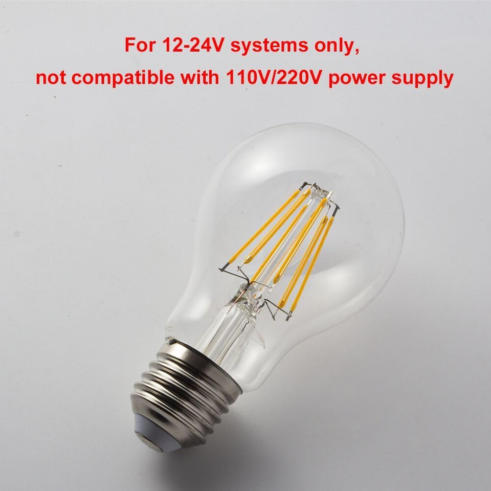 Efficient 12V LED Bulb 6W 600Lm - E26/E27 Base - 12-24V AC/DC - 4 Pack ...