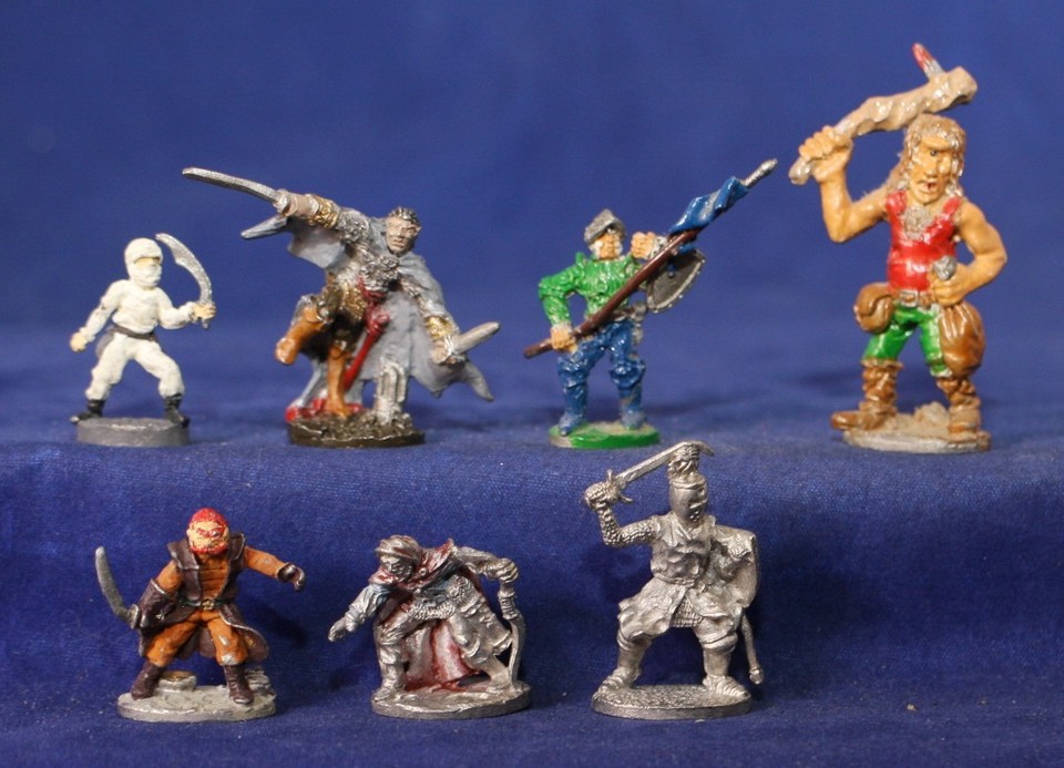 7 Metal Miniatures TSR Player Characters Ninja Cyclopskin D&D LOTR w ...