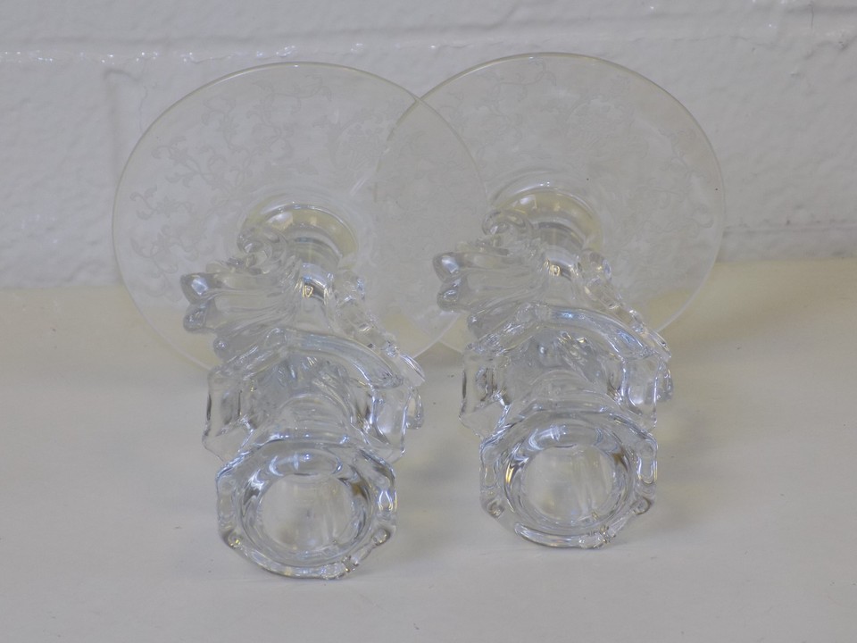 Fostoria “Navarre” Crystal Candlestick Pair – Etch No. 327 Floral ...
