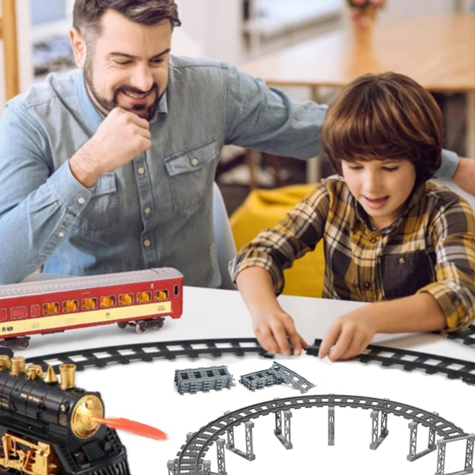 City Train Tracks Building Block Set, 212 Pcs Flexible Rails Train ...