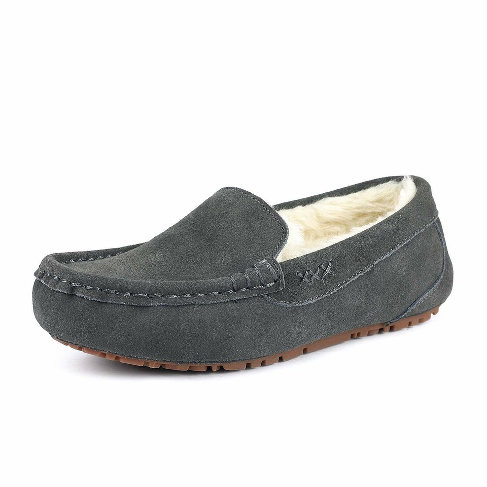 Women Winter House Loafer Shoes Fur Lined Warm Moccasin Slip On Comfort ...