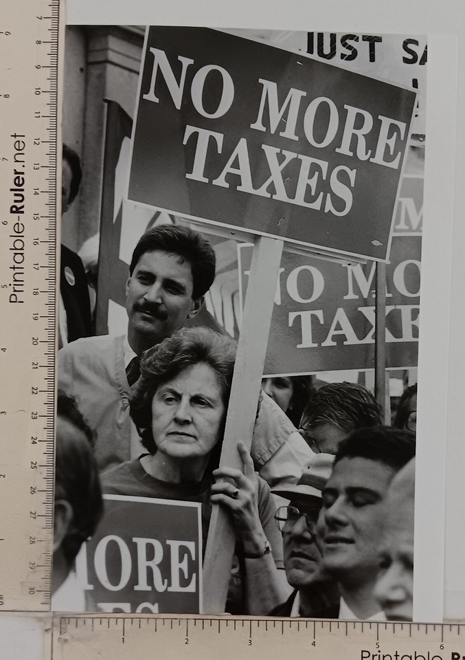 1980s Taxation No More Taxes Anti-Tax Protest Picketers Crowd VTG Press ...