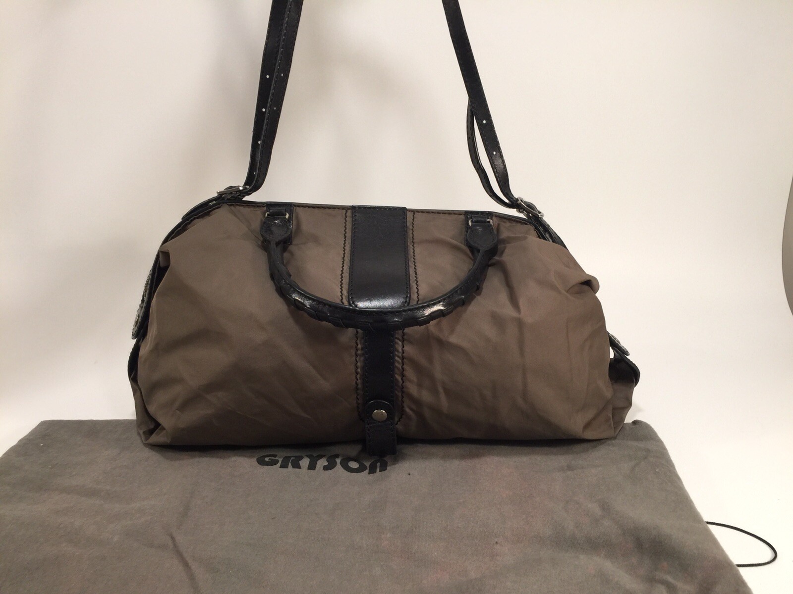Olivia gryson Nylon handbag Brown Satchel Purse Large | eBay