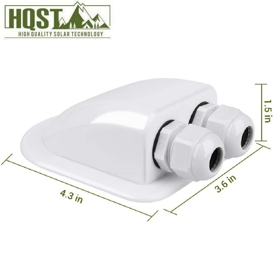 HQST Double Cable Entry Housing Mount Cable Waterproof ABS Gland Box RV ...