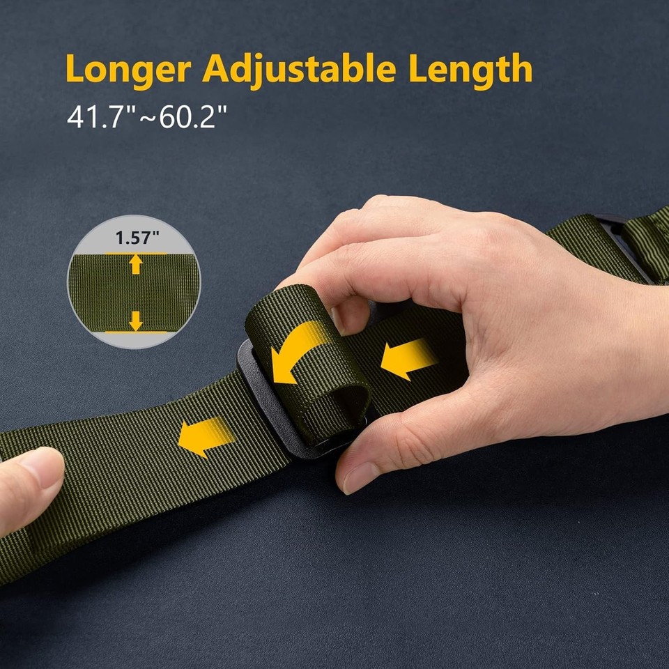 Adjustable Rifle Sling 2-Point Nylon AR Strap w/ Metal Swivels, 62.2 ...