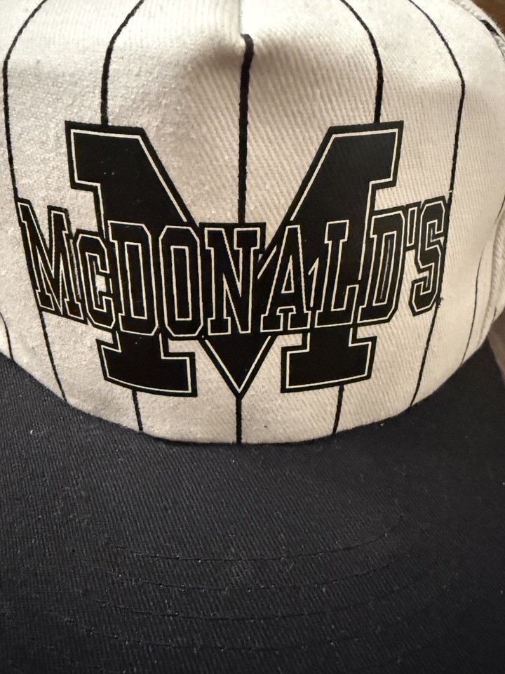 VINTAGE McDonalds Hat Snapback Pin Stripe KC One Size Fits All ...