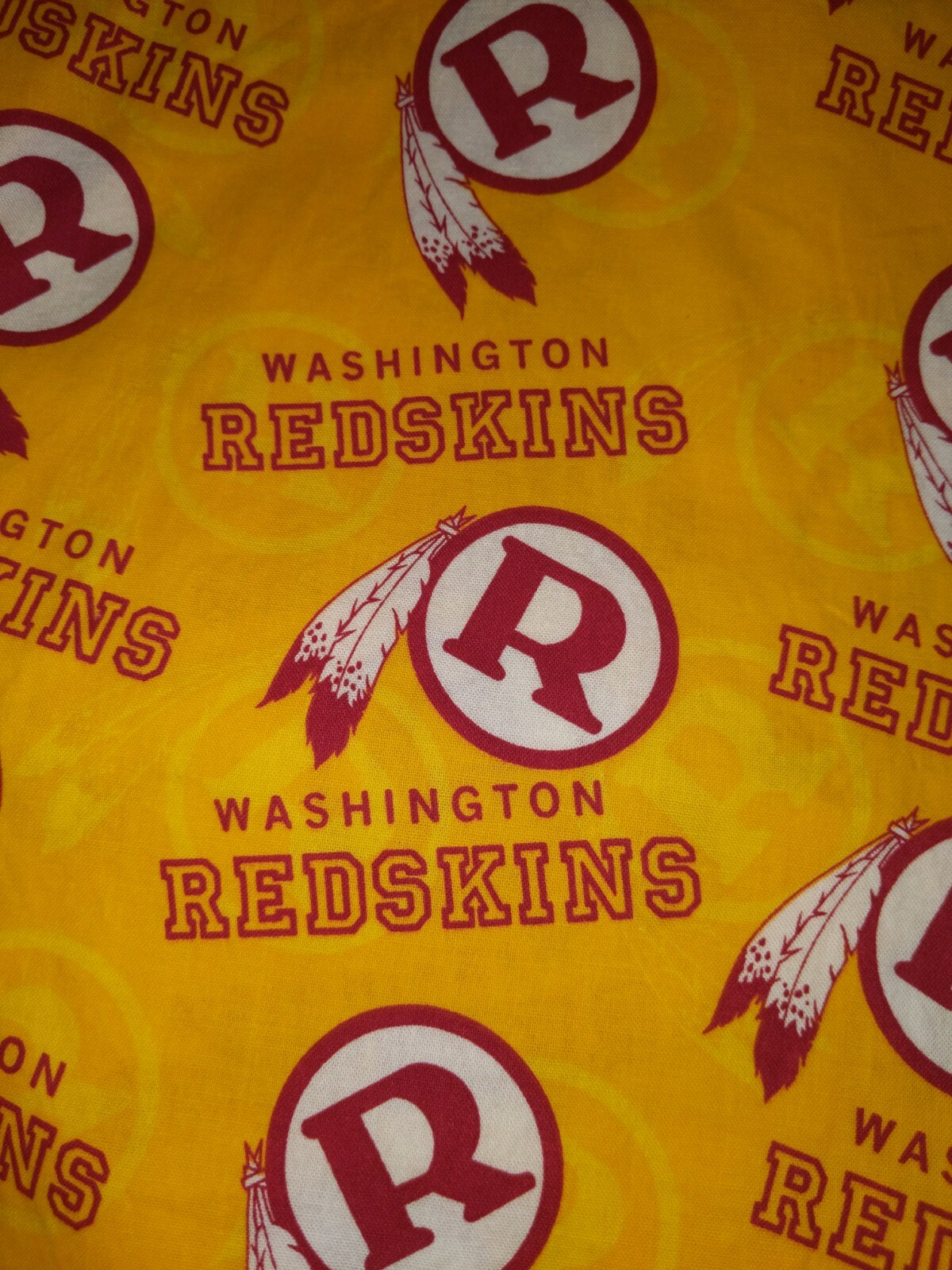 Washington Redskins Cotton Rare Fabric Yellow Print 44”x9” Logo | eBay