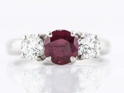 1.6ct Ruby Gemstone Ring Diamond Trilogy 925 Sterling Silver | eBay
