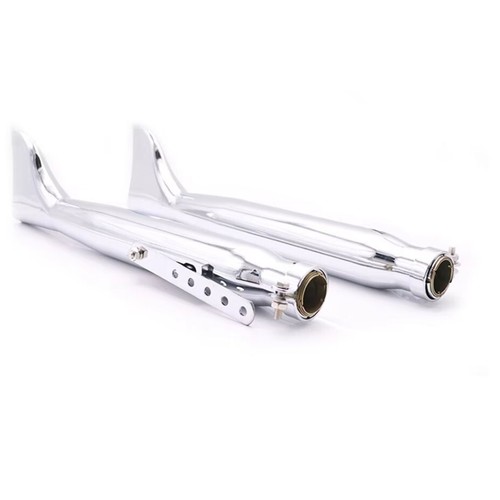 2X Motorcycle Exhaust Pipe Fish Tail For Bobbers Racing Bike Chopper ...