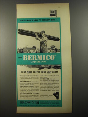 1954 Brown Company Bermico Pipe Ad - You'll need a new TV someday | eBay
