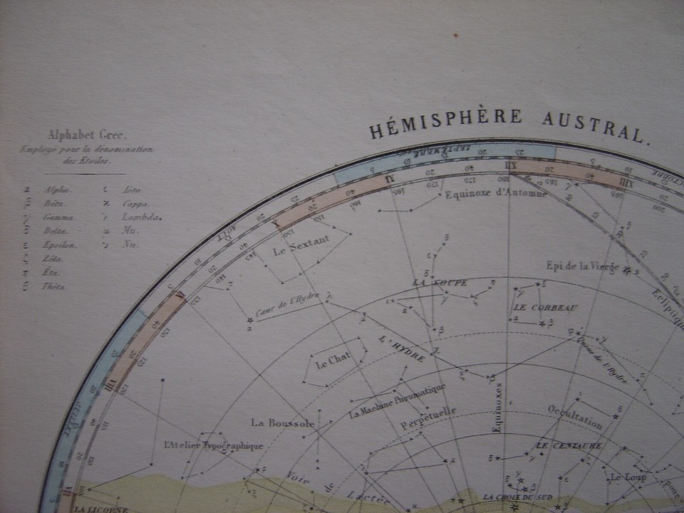 Grande CARTE des Etoiles Planisphère céleste Constellations Astronomie ...