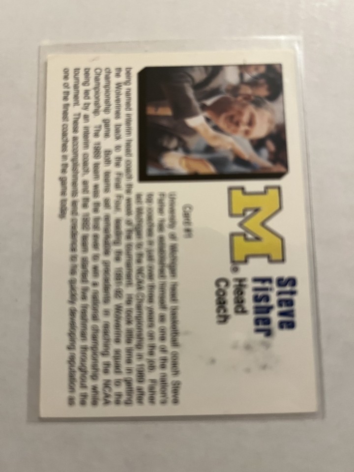 Steve Fisher Michigan Autographed Auto Trading Card National Champion ...