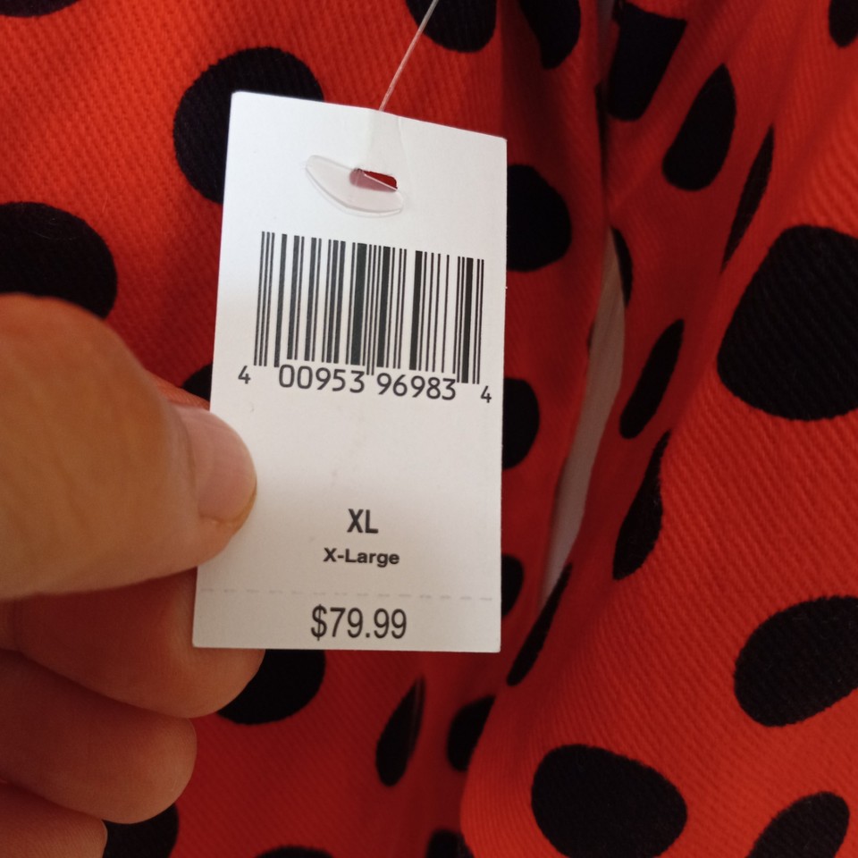 NWT! DISNEY Women's Red Black Polka Dot Cotton Mickey Mouse Applique ...