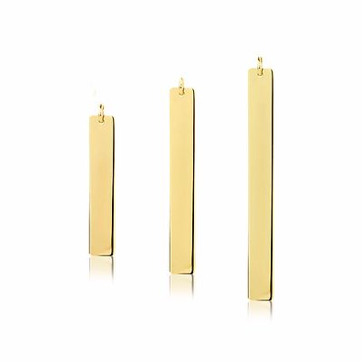 14K Yellow Gold Personalized Vertical Bar Pendant 5mm 30-50mm - Engrave ...
