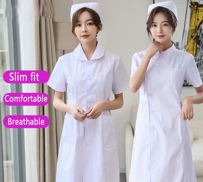 Women Nurse Dress White Doctor Beautician Lab Long Coat Work Clothes ...